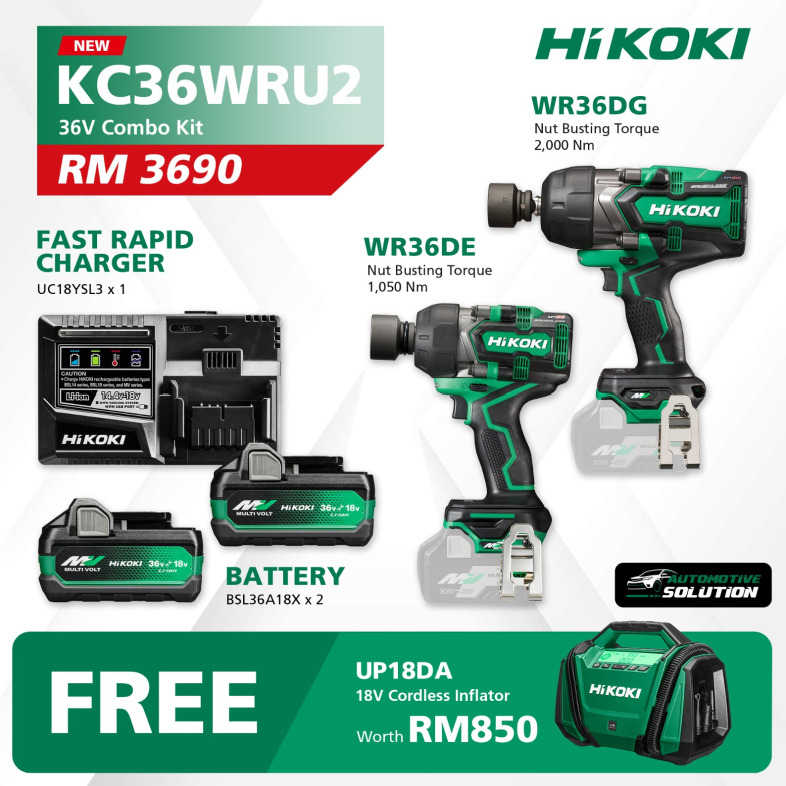 HIKOKI 36V Combo Kit Impact Wrench 2000Nm & Impact Wrench 1050Nm ...