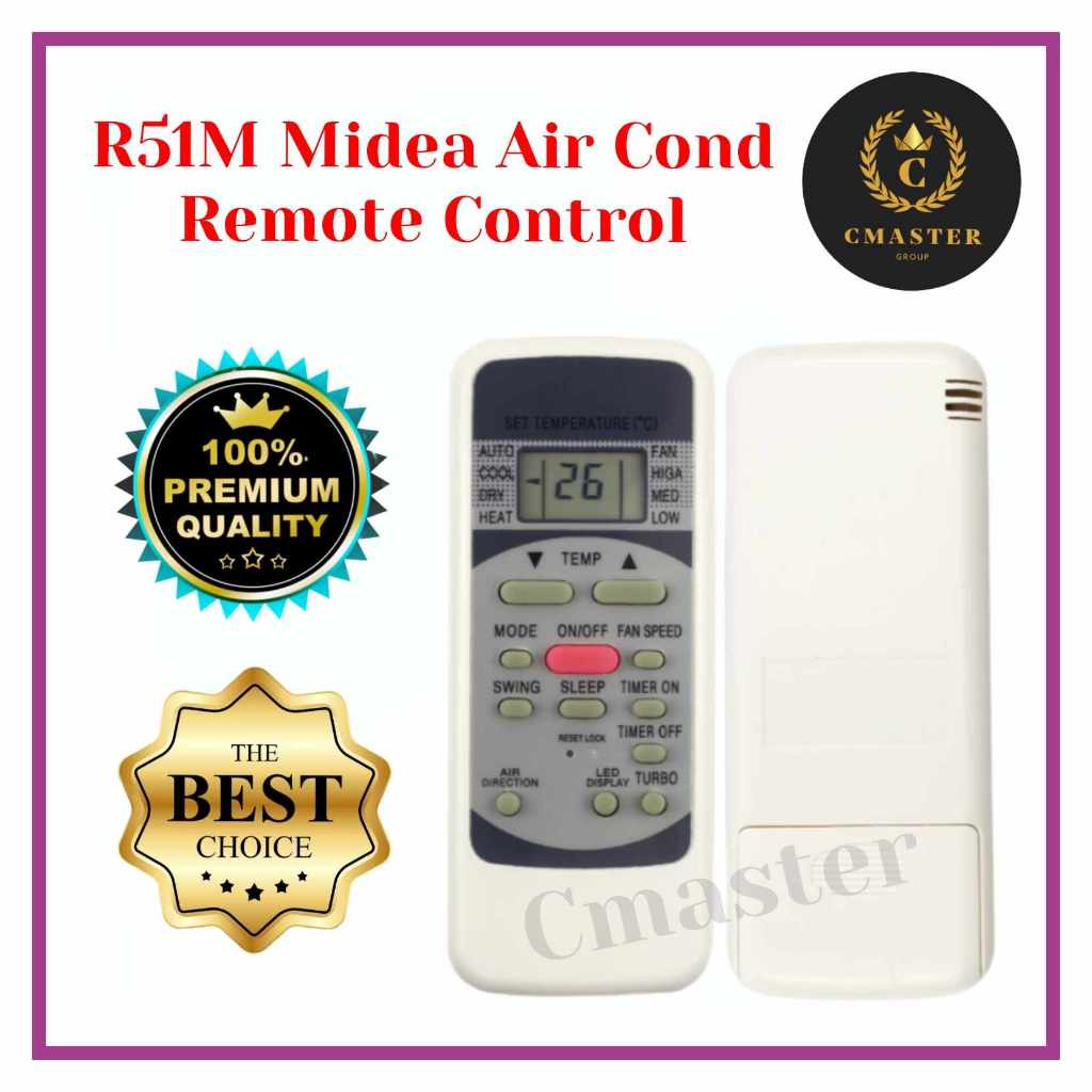 R51M Midea Air Conditioner Remote Control For R51M/E R51/E R51/CE R51M/CE R51D/E R51M/BGE Midea ...