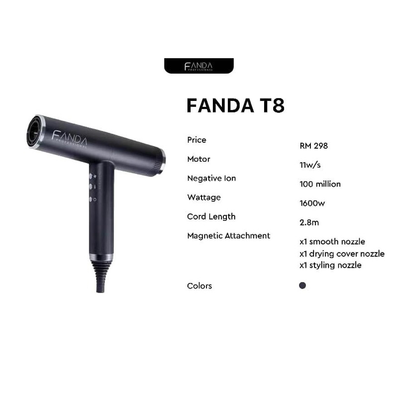 Fanda T8 Hight Speed hair dryer高速负离子吹风机T8 | Shopee Malaysia