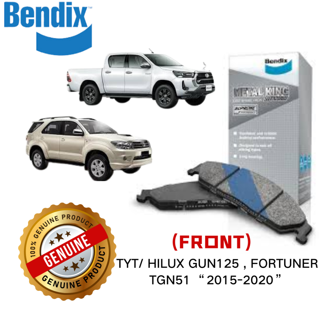 Original Bendix DB1482 MKT & GCT Front Brake Pad - Toyota Hilux GUN125 , Fortuner TGN51 "2015 ...