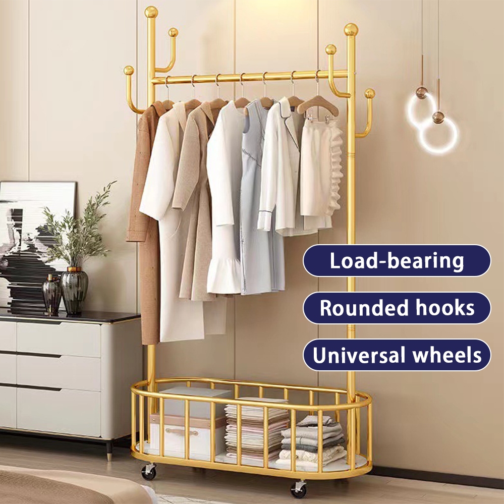 60/80/100CM Coat Metal Rack Movable Open Storage Hanging Clothes Hanger ...