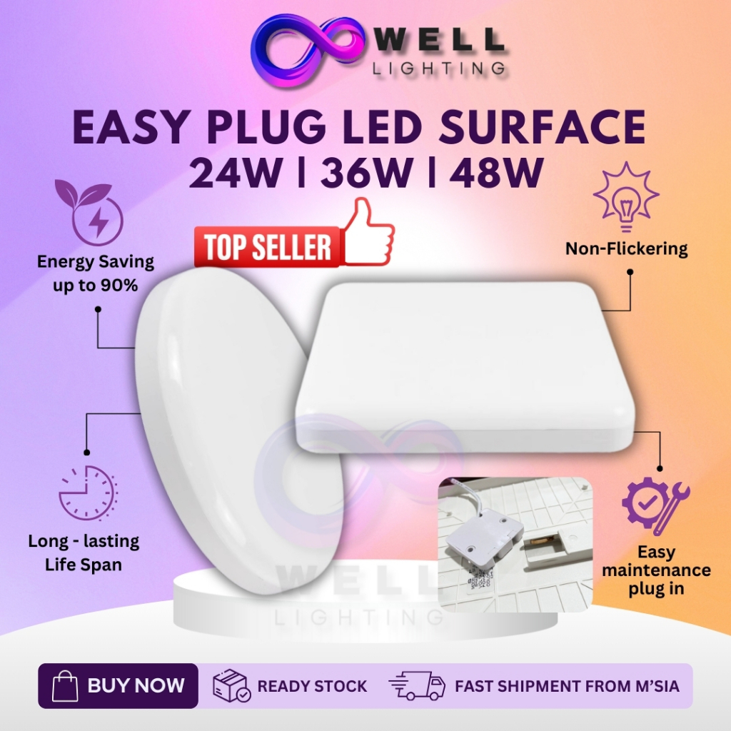 LED Surface Downlight Plug in Type 24W 36W 48W Mounted Easy Maintenance ...