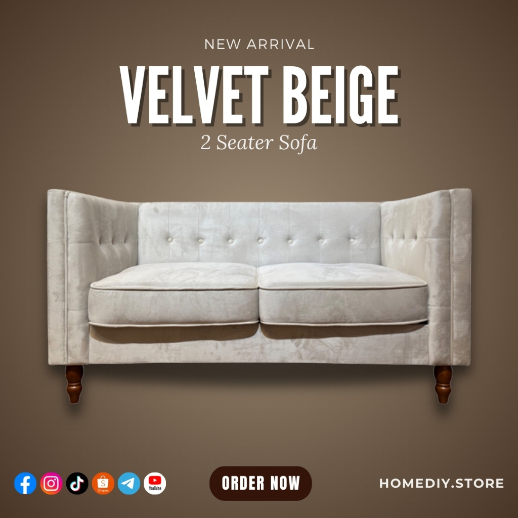 HomeDIY SABAH 🔨 | VELVET 2 SEATER SOFA 🛋️ | Retro Design | Soft Fabric ...