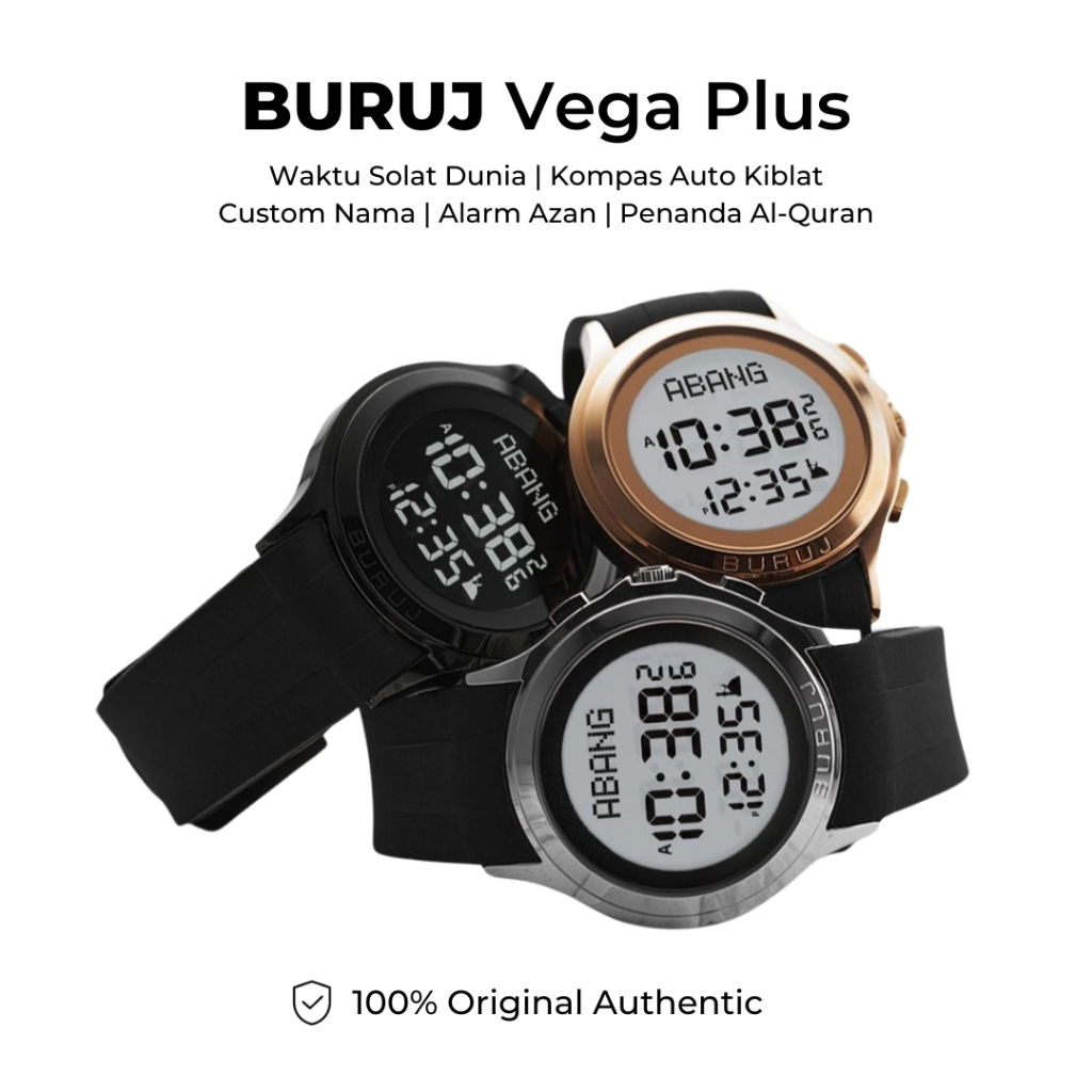[ORIGINAL] BURUJ Vega Plus Jam Tangan Azan Jam Azan Digital Jam Waktu ...