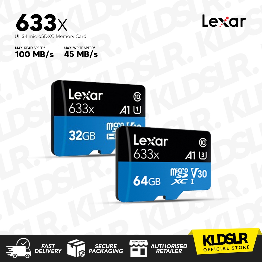 Lexar 32GB / 64GB / 128GB High-Performance 633x UHS-I microSDXC Memory Card (10 YEARS WARRANTY ...