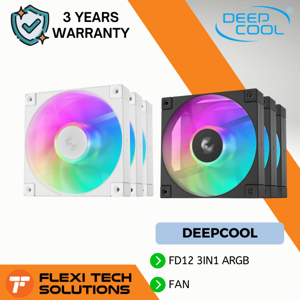 Flexi Tech DeepCool FD12 3 in 1 ARGB Fans - Black & White | Shopee Malaysia