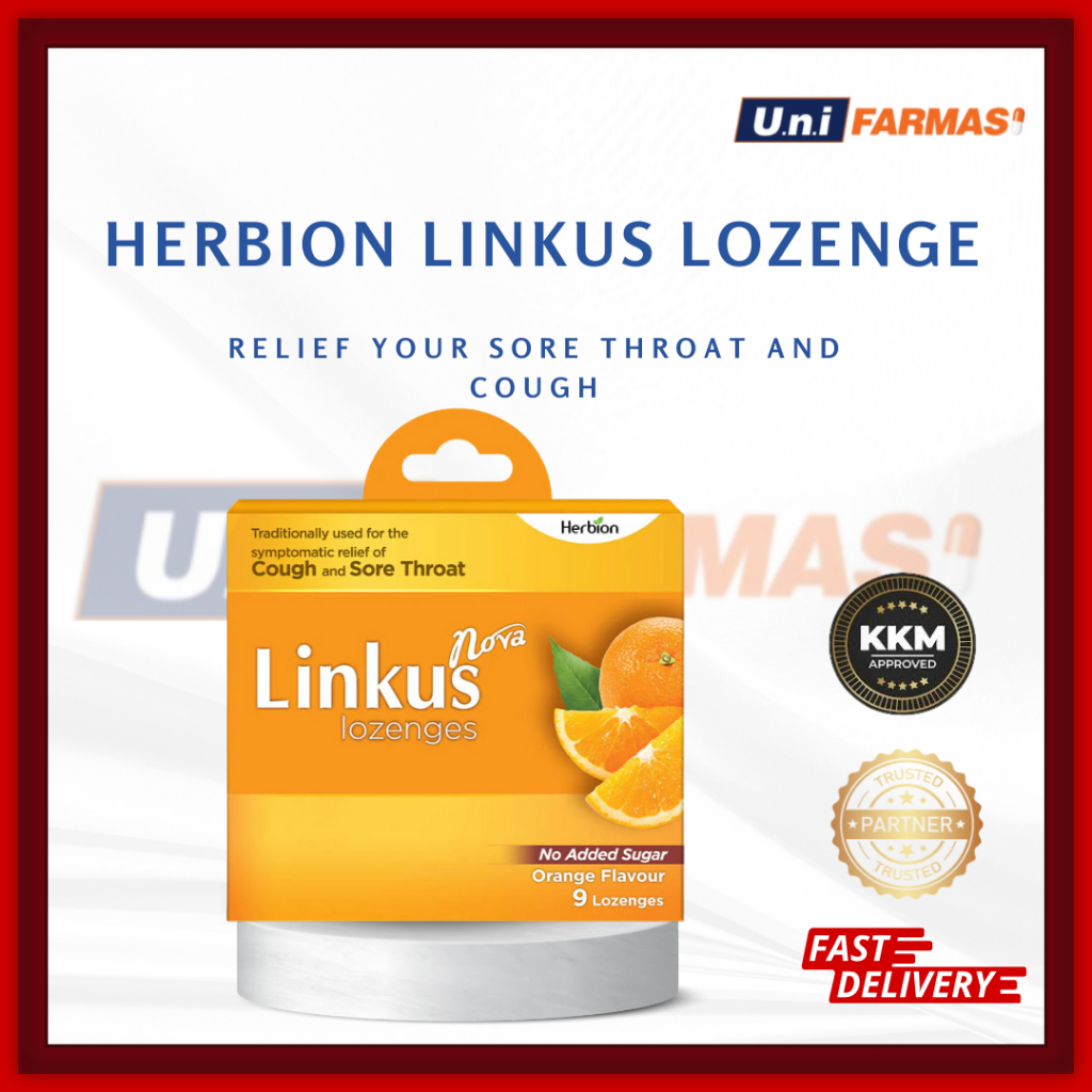 HERBION LINKUS COUGH/SORE THROAT ORANGE FLAVOUR LOZENGES 9S [SUGAR FREE ...