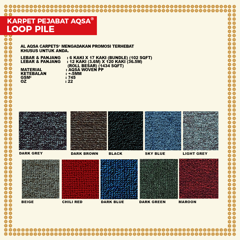 Karpet Pejabat Loop Pile 5mm+- Ready Stock Karpet Rumah | Shopee Malaysia