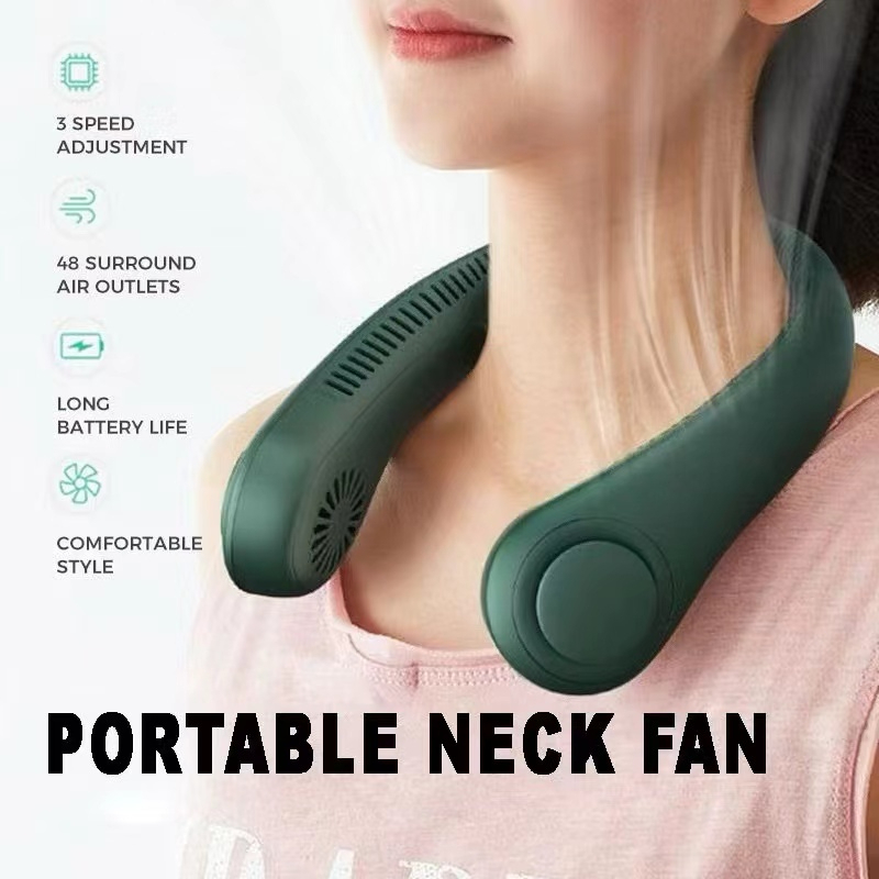 Kipas Leher Neck Fan Mini Fan USB Rechargeable 360° Surrounding Air ...