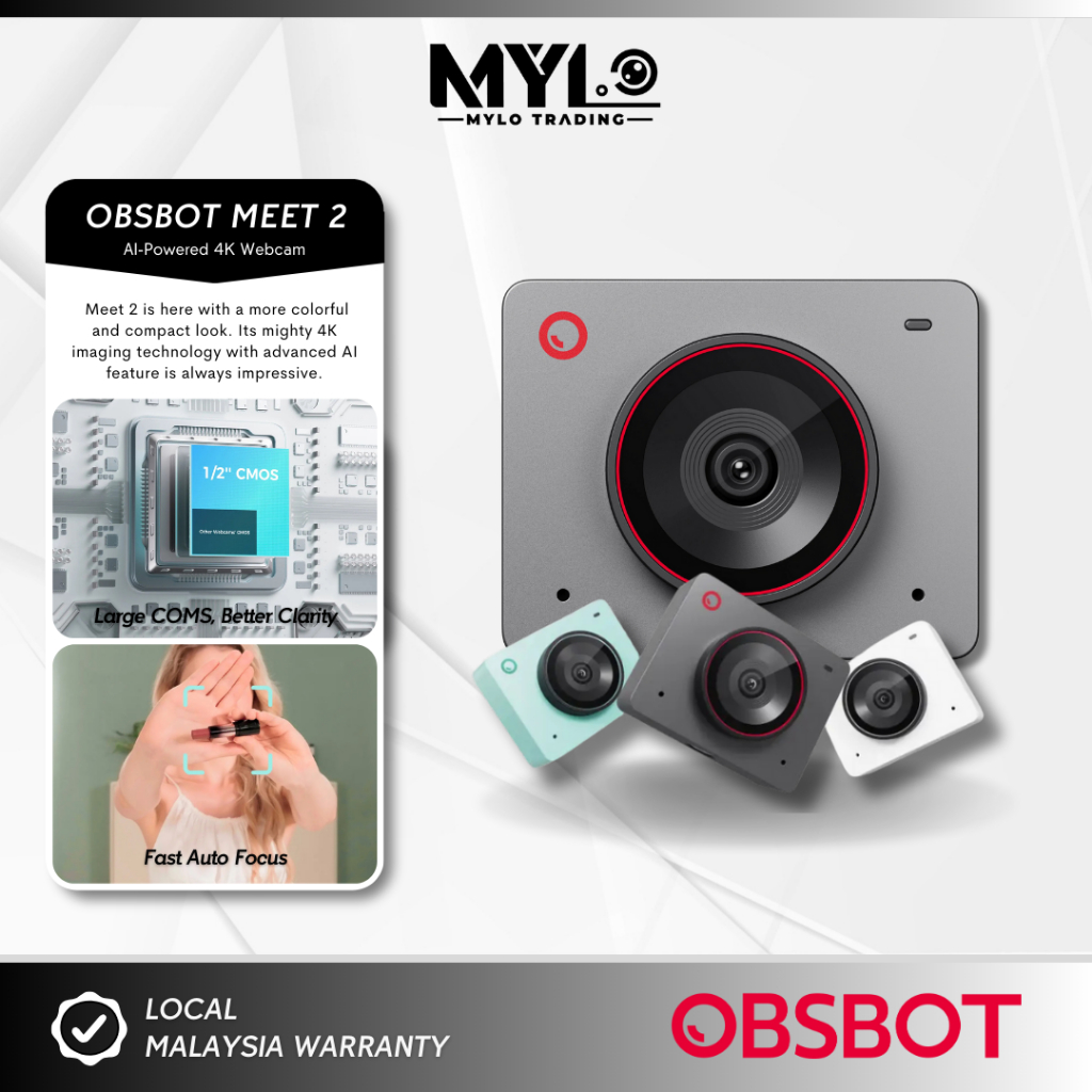 OBSBOT Meet 2 4K AI-Powered Webcam Intelligent Auto Face Tracking Ultra ...