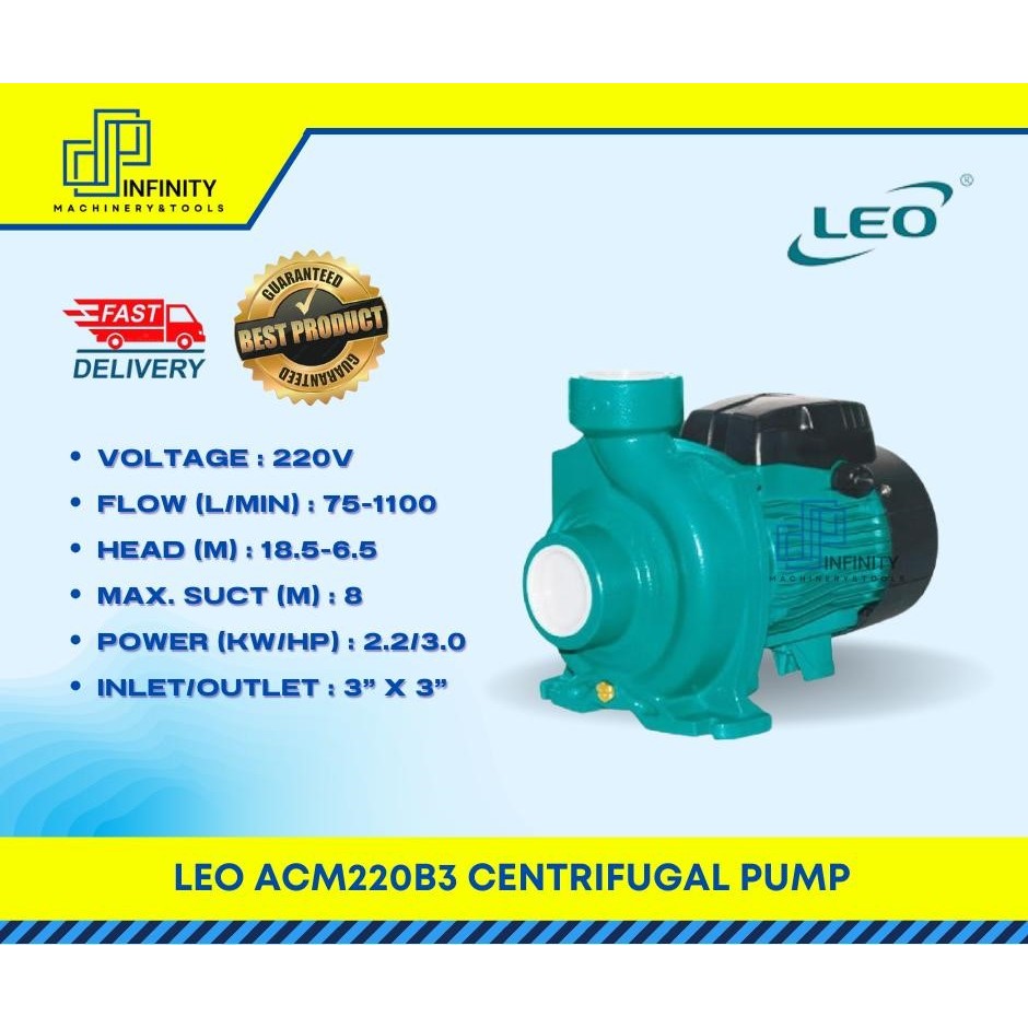 LEO ACM220B3 HIGH FLOW CENTRIFUGAL PUMP [1 PHASE] (2.2kW/3HP) | Shopee Malaysia