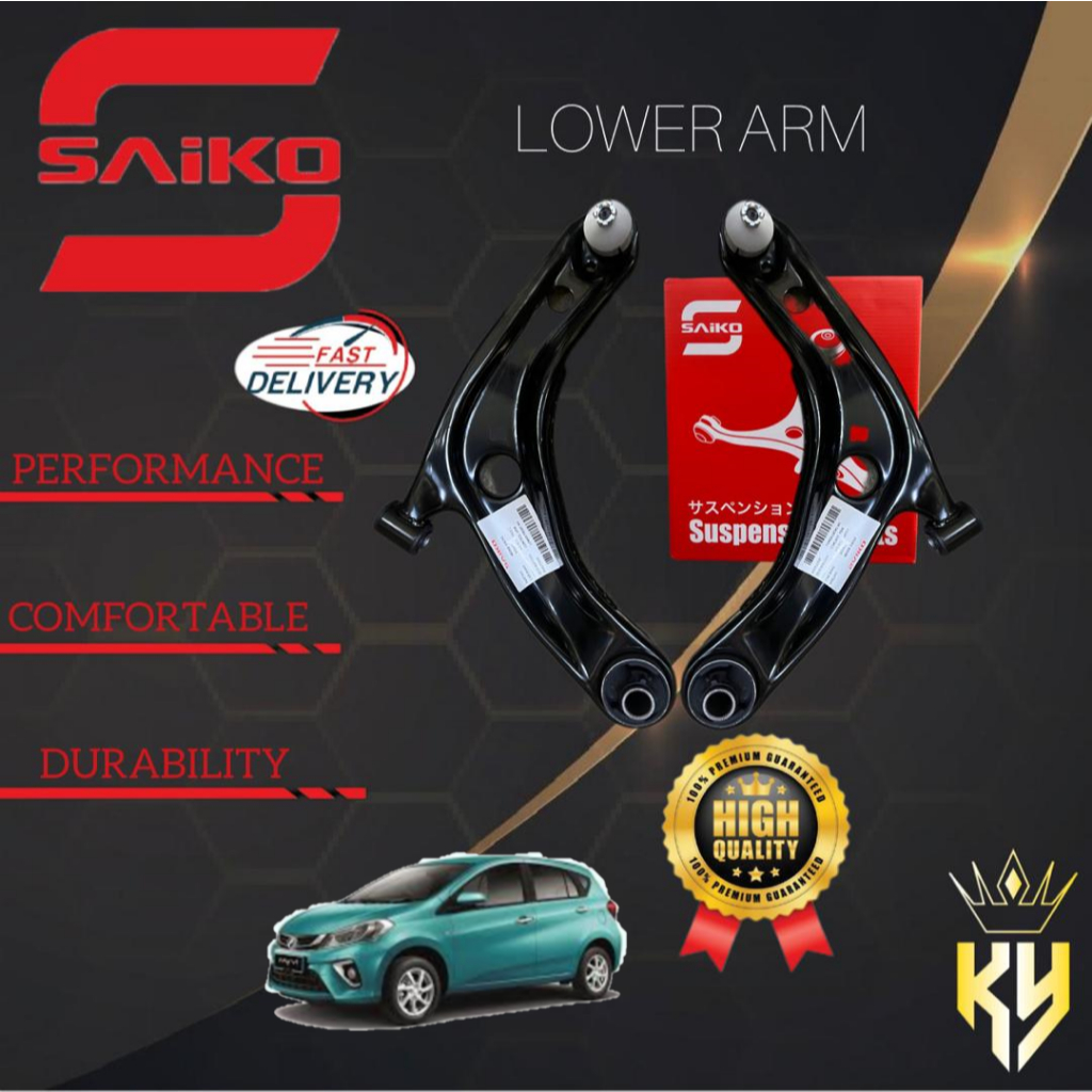 SAIKO FRONT LOWER ARM PERODUA MYVI D20N 2017 NEW (48068-BZ300) (48069 ...