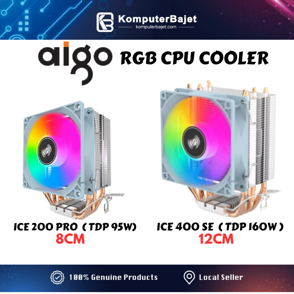 AIGO DARKFLASH ICE 200 PRO / 400 PRO SE CPU AIR COOLER | 7 Leaf 90mm ...