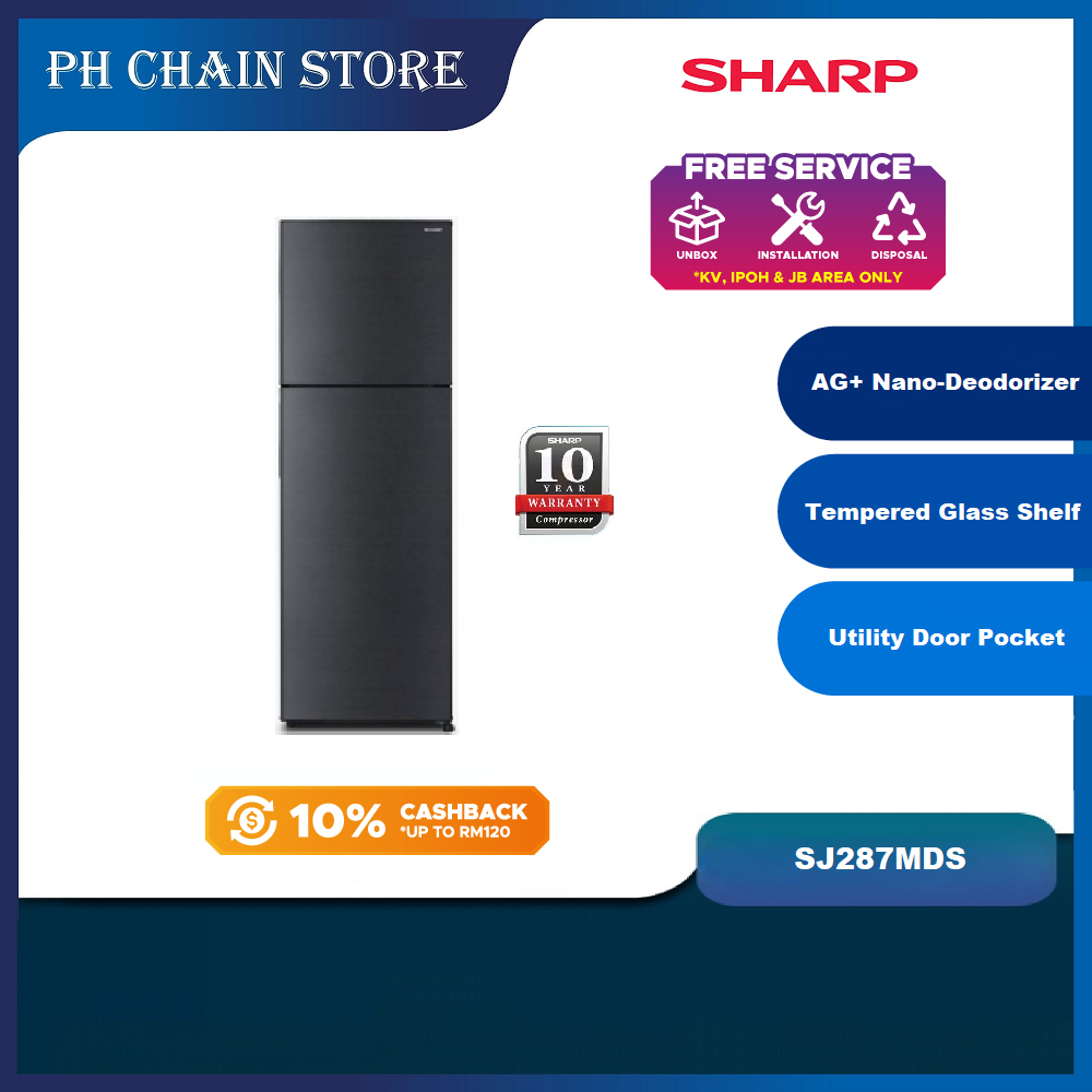 (NEW MODEL) SHARP SJ287MDS SJ327MDS 280L - 320L 2-DOOR FRIDGE ...
