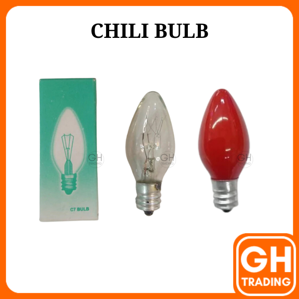 Chili Bulb Candle Bulb E12 C7 8W 240V Clear Red Filament Incandescent ...