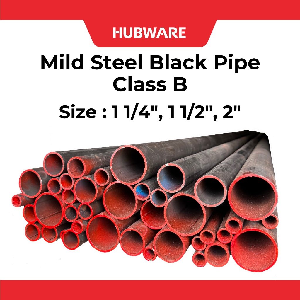 Mild Steel Black Pipe B 1 1/4" 1 1/2" 2" 32mm 40mm 50mm Pipe Besi Hitam ...