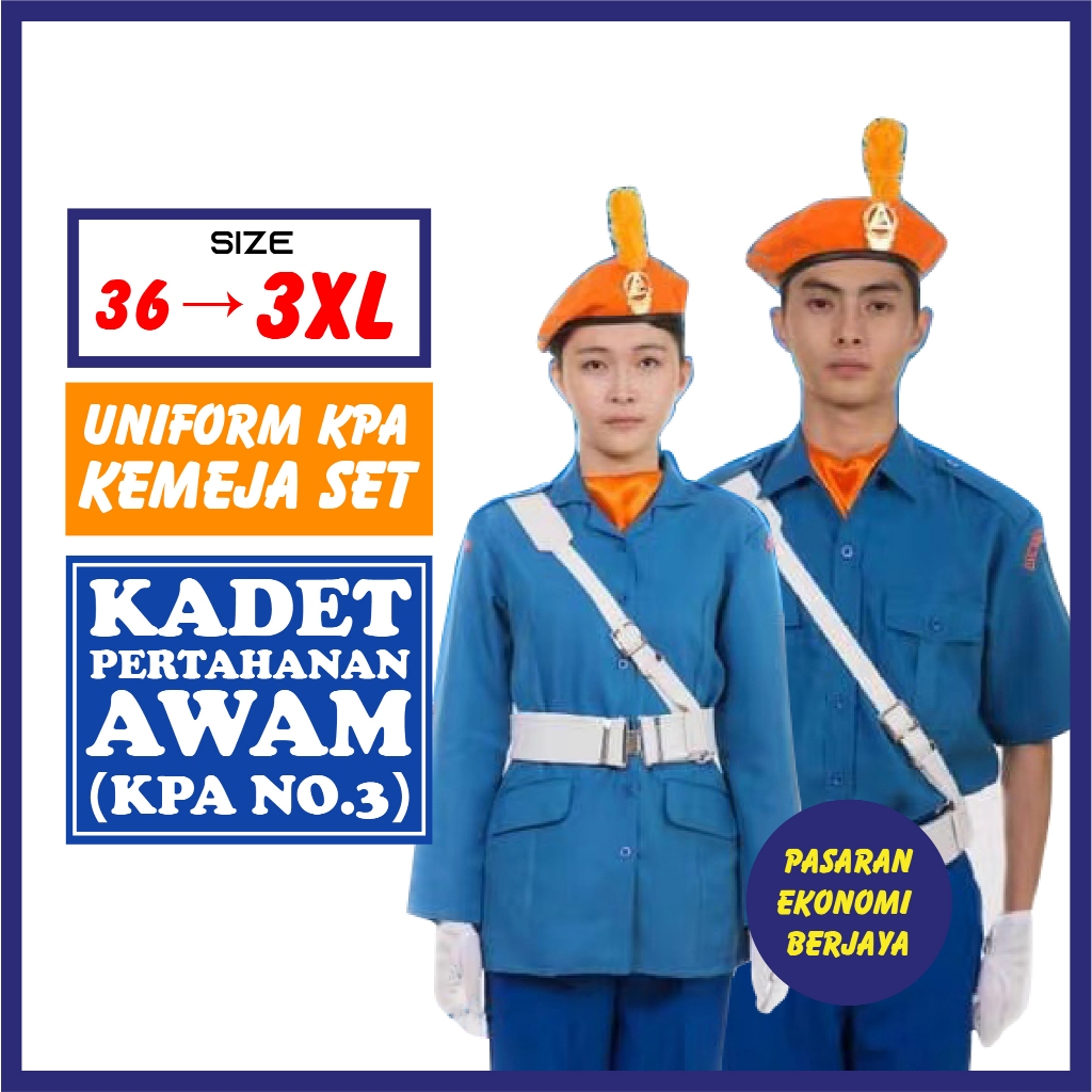 KEMEJA KPA NO.3 BAJU KEMEJA BIRU MUDA KADET PERTAHANAN AWAM UNISEX ...