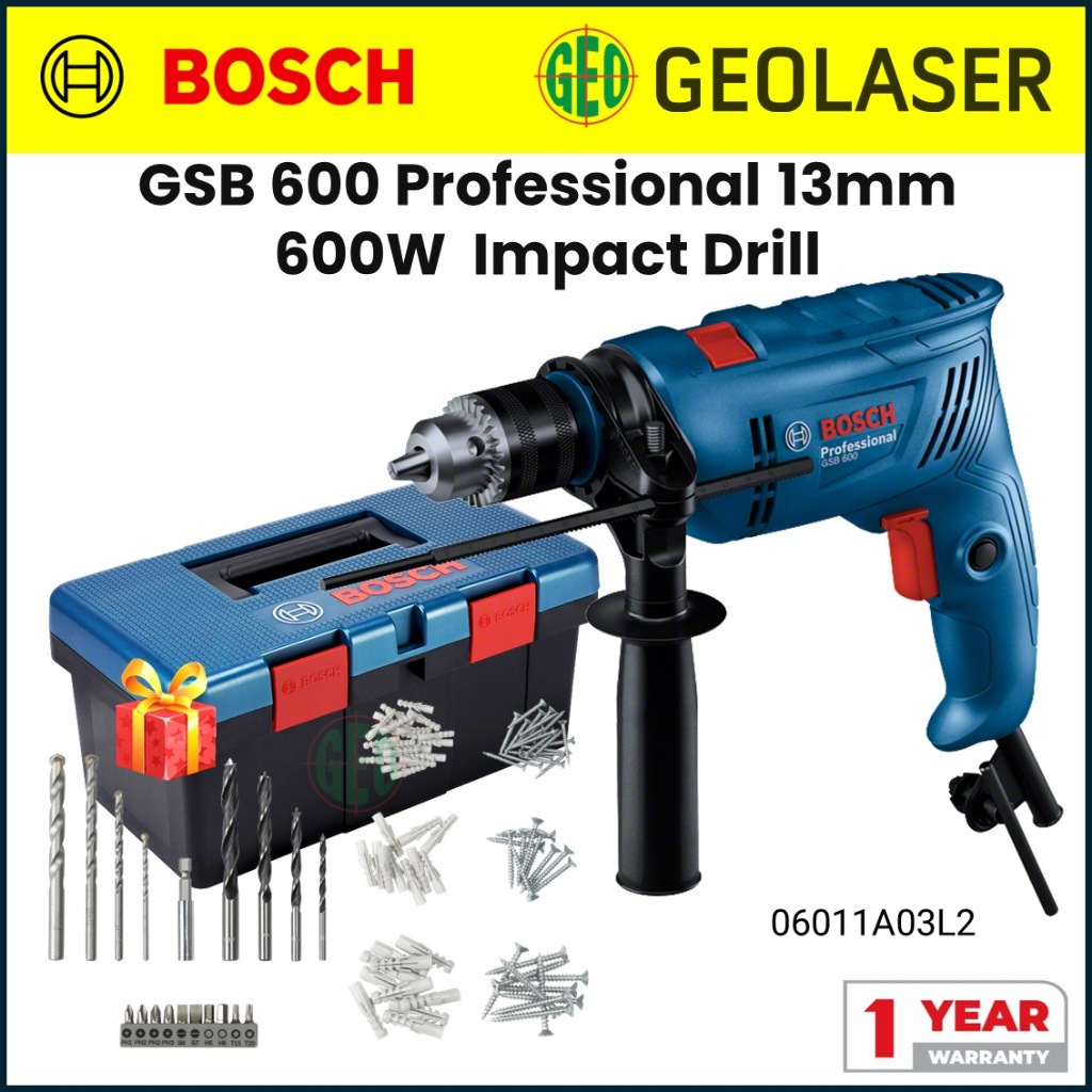 BOSCH GSB 600 600W 13mm Electric Impact Hammer Drill in Fisherman Box ...
