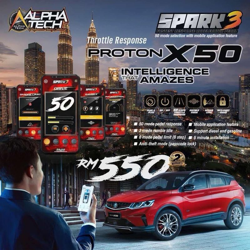 (LED LIGHT GIFT🎊) Alphatech Spark 3 Throttle Controller Proton X50 X70 Persona NFE New Saga ...