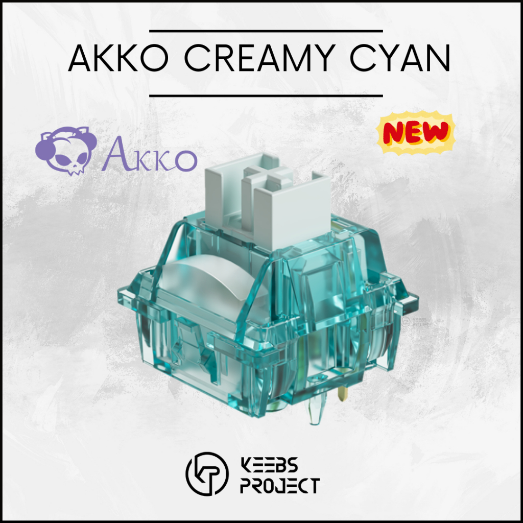 [Ready Stock] New Akko Creamy Cyan Switch 5 Pin Clicky Switches for ...