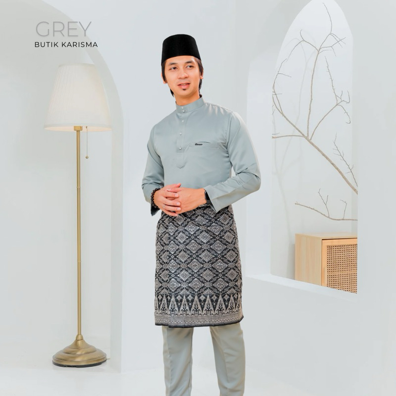 [GREY] BAJU MELAYU SLIMFIT MODERN / BAJU MELAYU SLIMFIT RAYA 2025 AYAH ...