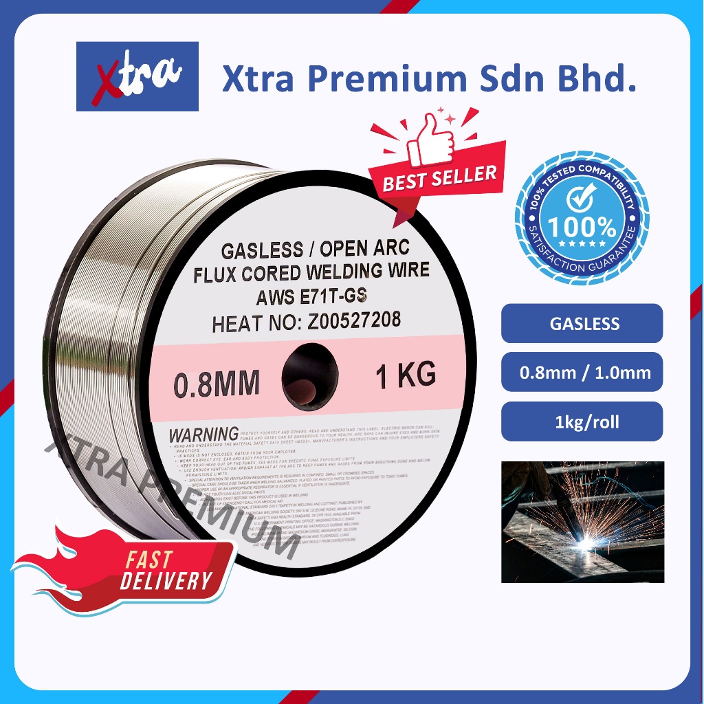 GASLESS FLUX CORED MIG WIRE E71T-GS - 0.8MM/1.0MM (1KG/ROLL) D100 (NO NEED USE GAS) #E71T-GS ...