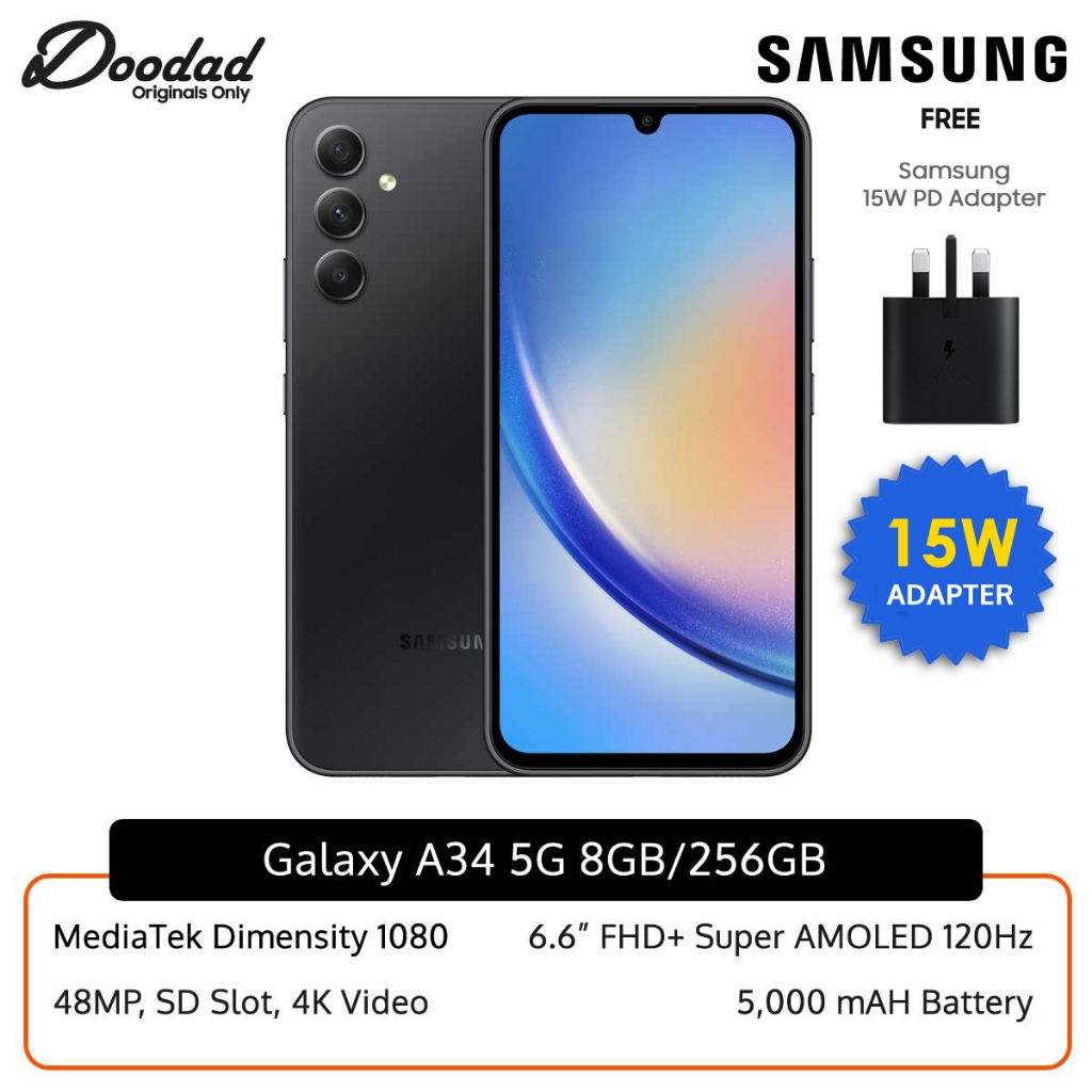 Samsung Galaxy A34 5G 8GB+256GB SM-A346 With15W Adapter | Original New ...
