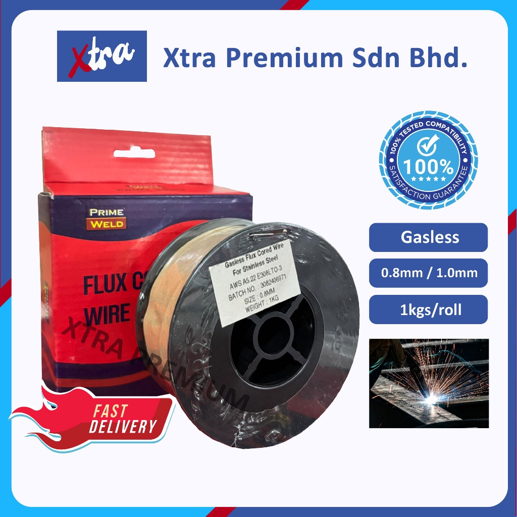 PRIME WELD GASLESS STAINLESS STEEL FLUX CORED WIRE 308LTO - 0.8MM/1.0MM (1KG/COIL) (GASLESS ...