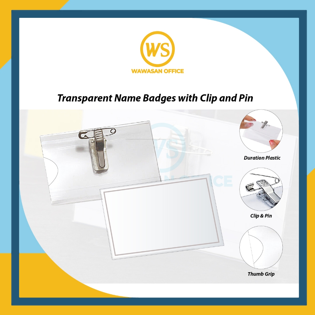 PVC Name Badge Holder / Name Tag Holder with Clip & Pin / Student Card ...