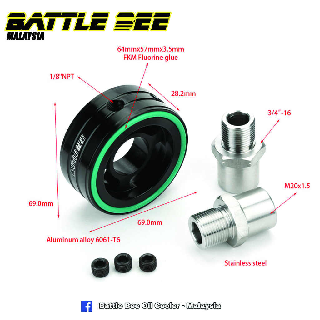 BATTLE BEE Universal Oil Temperature Pressure Gauge Sensor Adapter ...