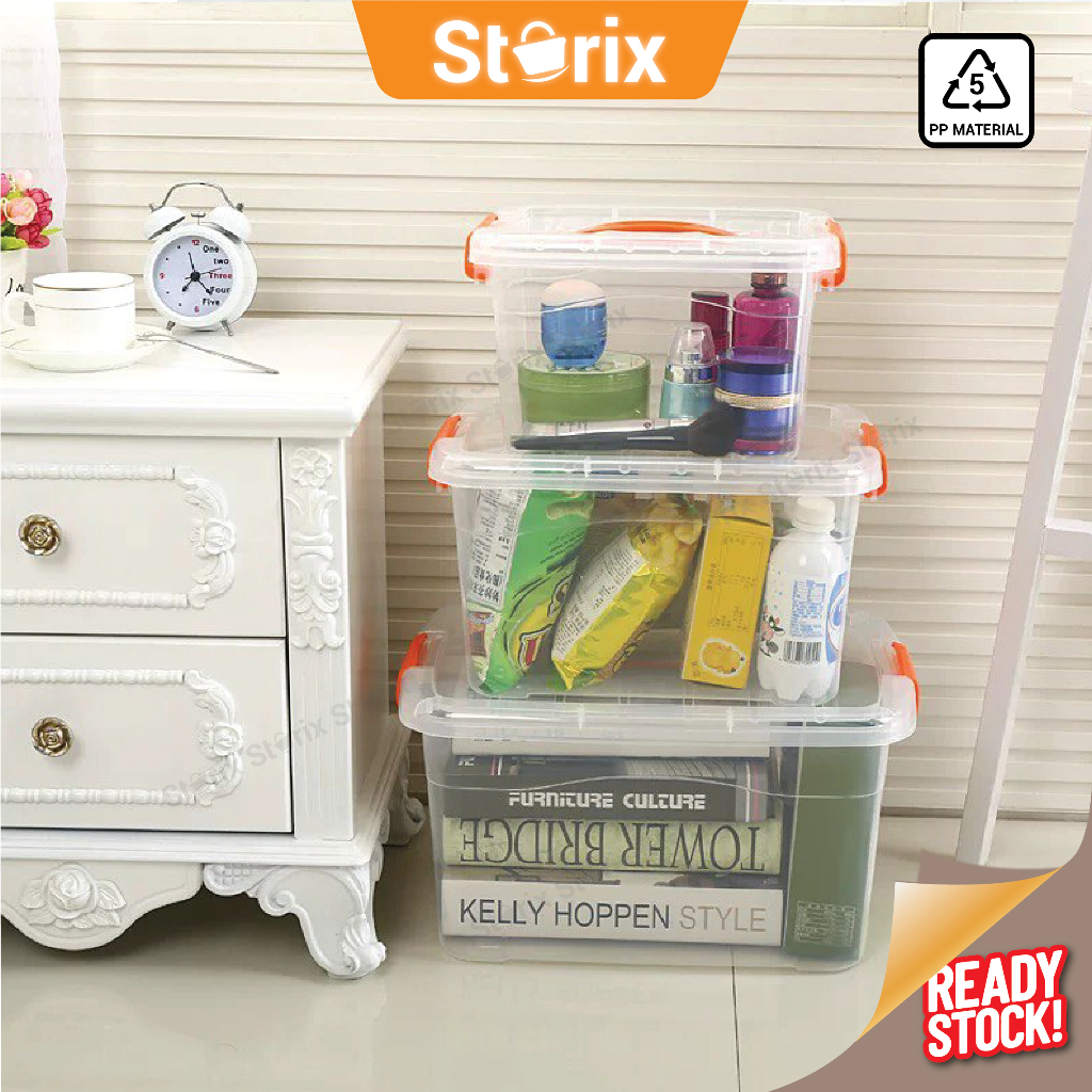 Storix PP Material Storage Box Stackable with Handle Lid Snack Clothes ...