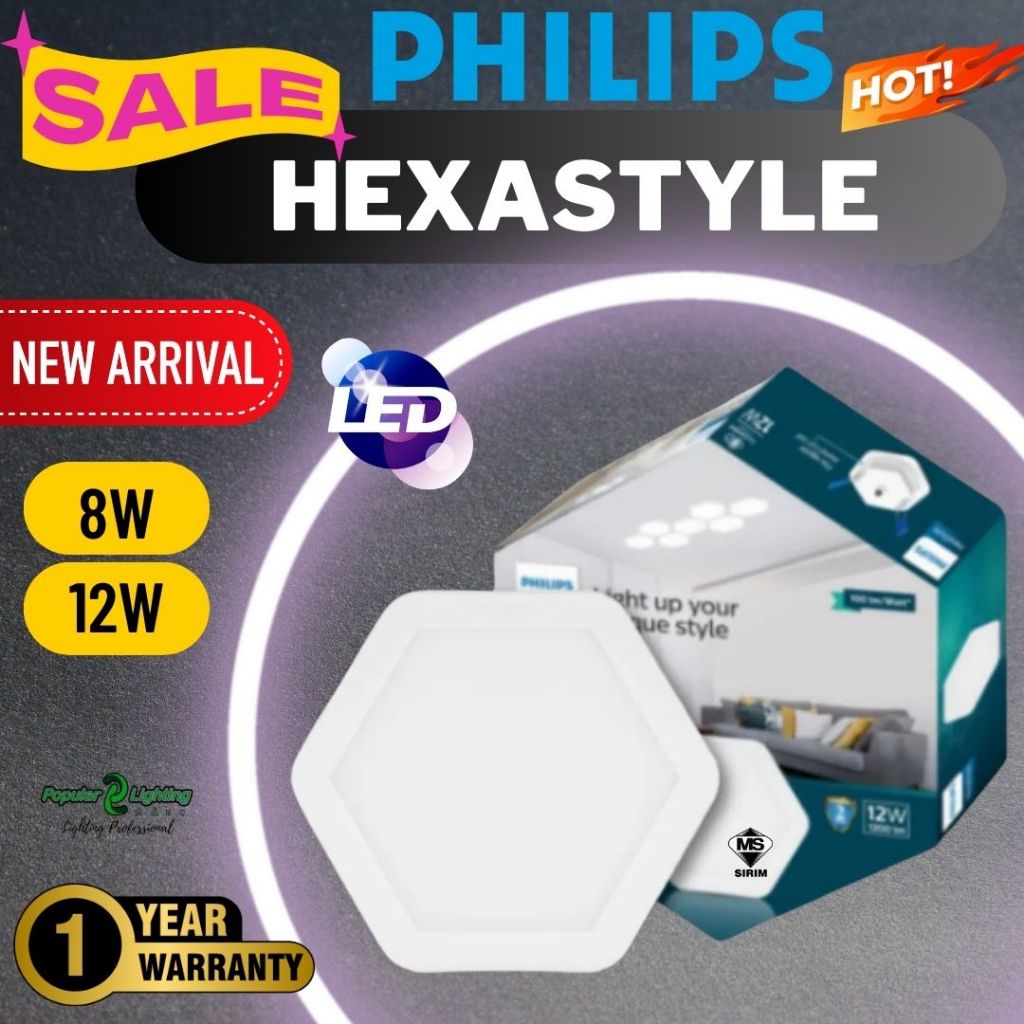 🔥NEW🔥PHILIPS Hexastyle Recessed Downlight 4''8W / 6''12W LED Ceiling ...