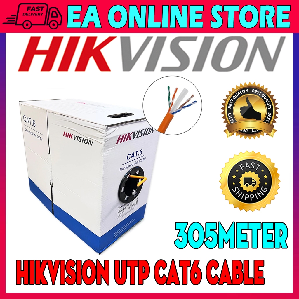 HIK HIKVISION DS-1LN6UECO NETWORK CABLE 24AWG CAT 6 CAT6 UTP LAN ...