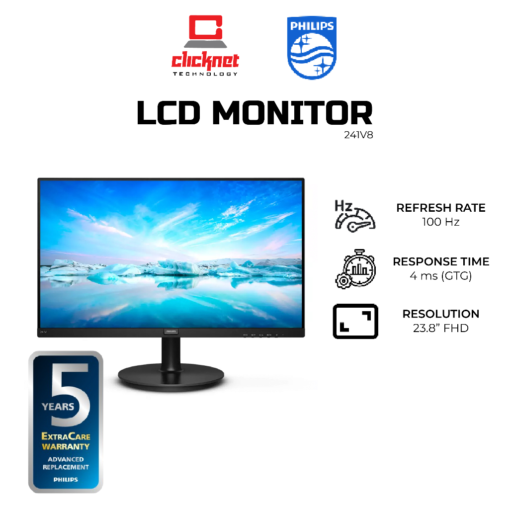 PHILIPS LCD MONITOR - 221V8LB / 24E1N1100D FULL HD 100HZ | Shopee Malaysia