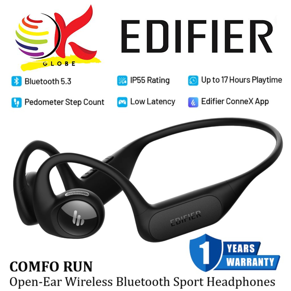 EDIFIER COMFO RUN OPEN EAR WIRELESS BLUETOOTH SPORT HEADPHONES WITH PEDOMETER STEP COUNT/ IP55 ...