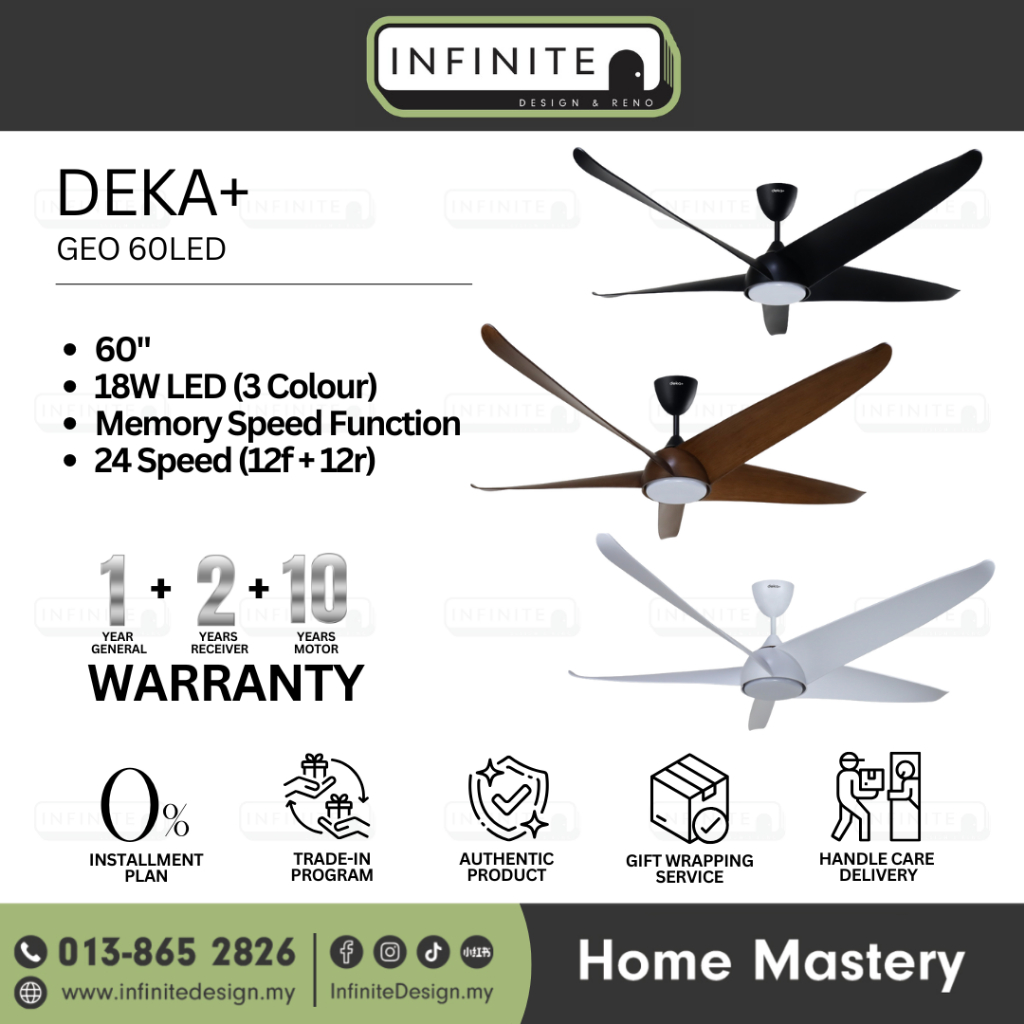 Deka+ GEO 60 LED 60" DC Motor Ceiling Fan / Kipas Siling | Shopee Malaysia