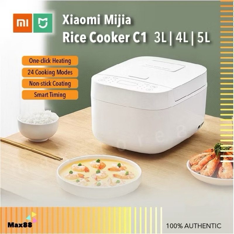 Xiaomi Mijia C1 Rice Cooker Non Sticky (3L/4L/5L) 24hrs Timer, 24 cooking modes | Shopee Malaysia
