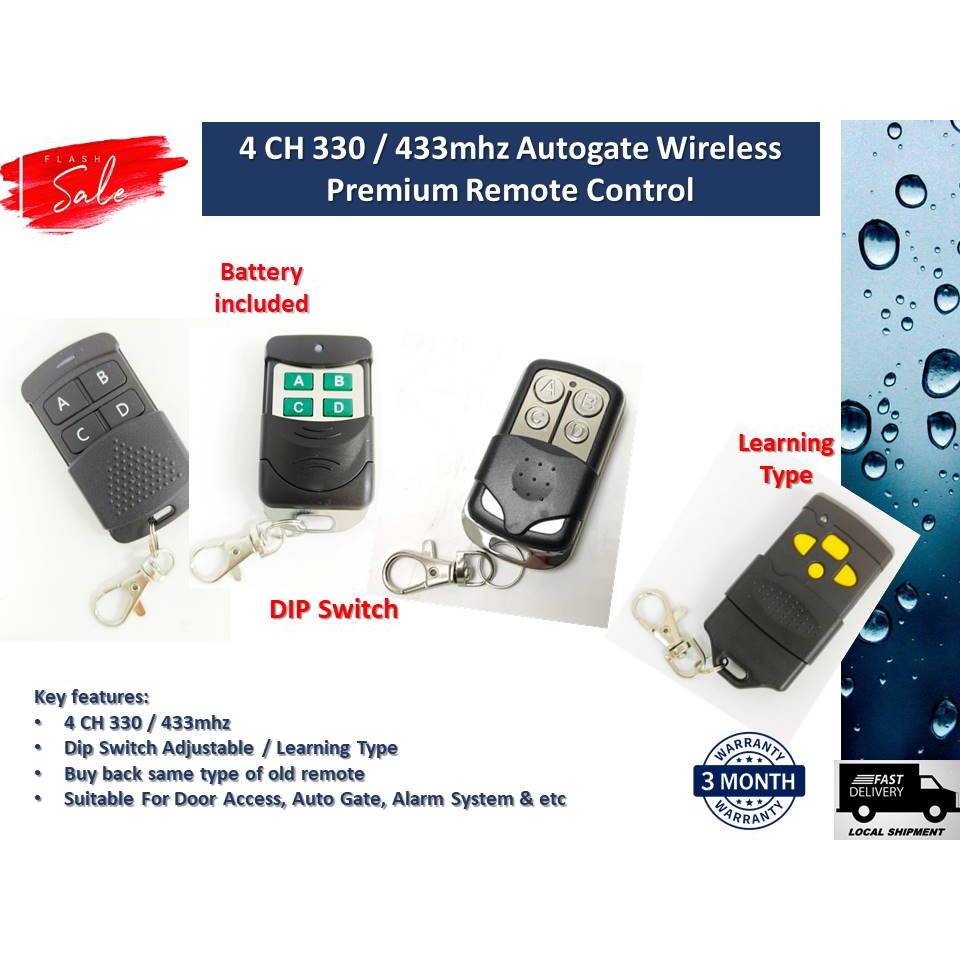 4 Channel 330Mhz / 433Mhz Remote Control - Autogate Door Wireless ...