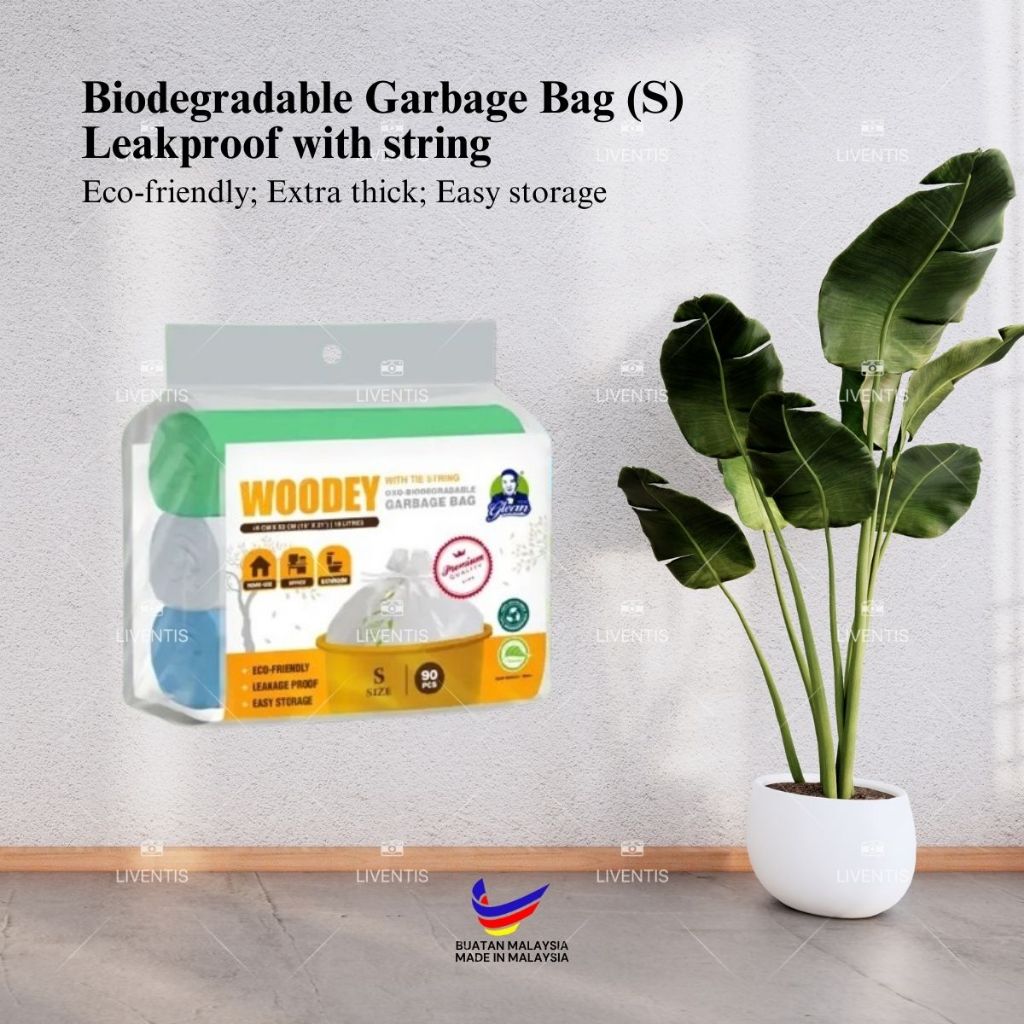 S Biodegradable Garbage Bag 19"x21" with string Karung Sampah Plastik ...