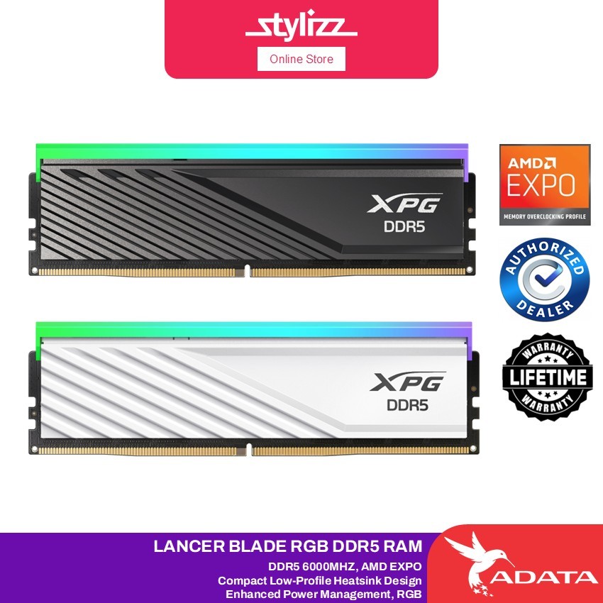 XPG Lancer Blade RGB DDR5 6000MHz PC5-48000 RAM 288-Pins UDIMM Desktop ...