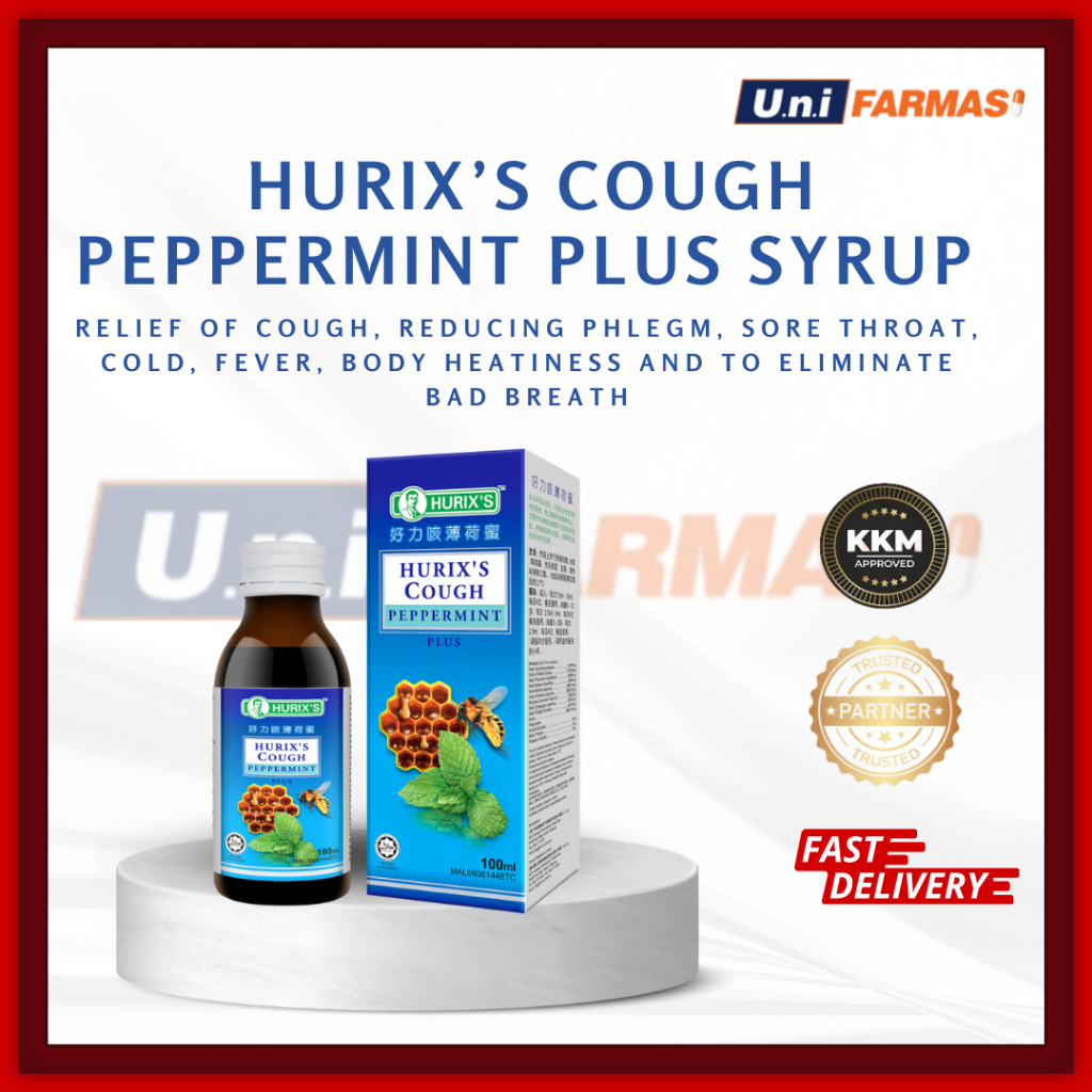HURIX'S COUGH PEPPERMINT PLUS 100ML Legakan Demam, Batuk, Kurangkan ...