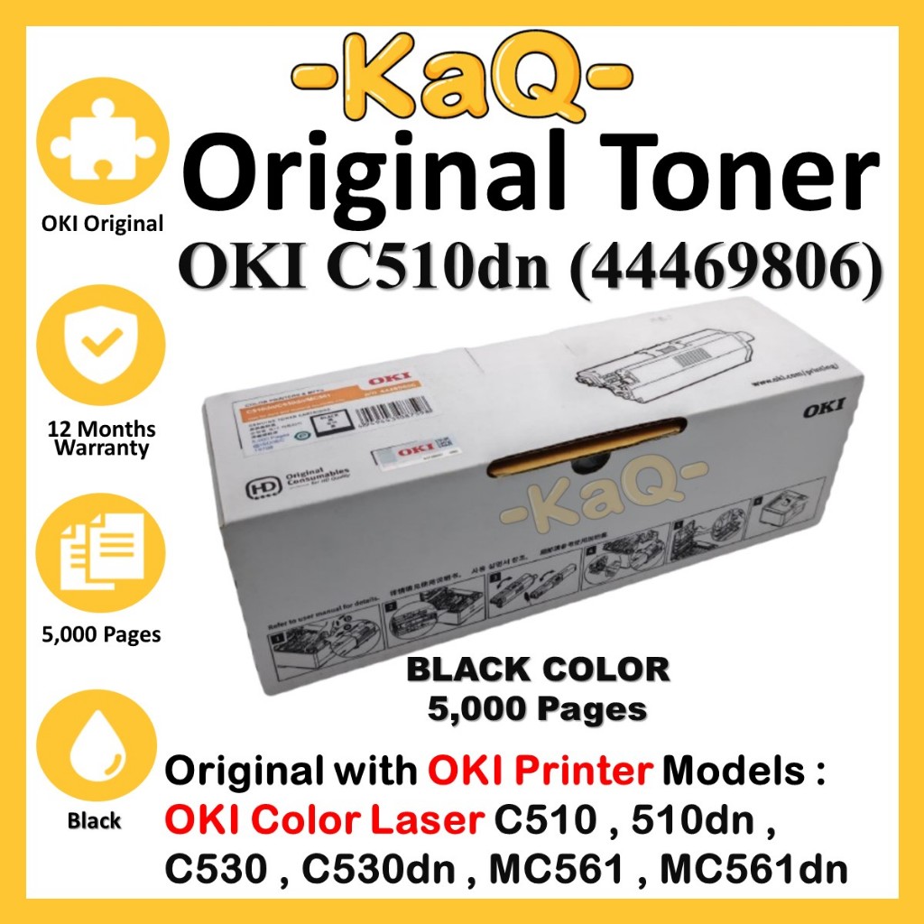 Original OKI 44469806 Black Toner Cartridge C510dn for OKI Color Laser C510 C510dn C530 C530dn ...