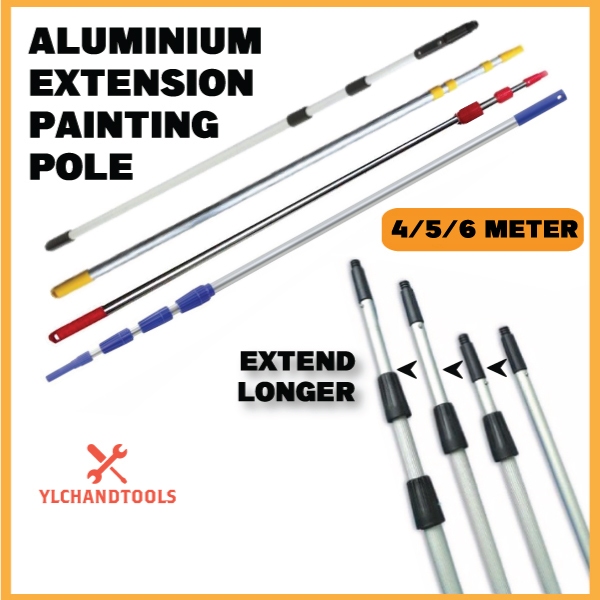 (4M/5M/6M) (13/16/20' Foot) TELESCOPIC ALUMINIUM EXTENSION POLE Roller ...