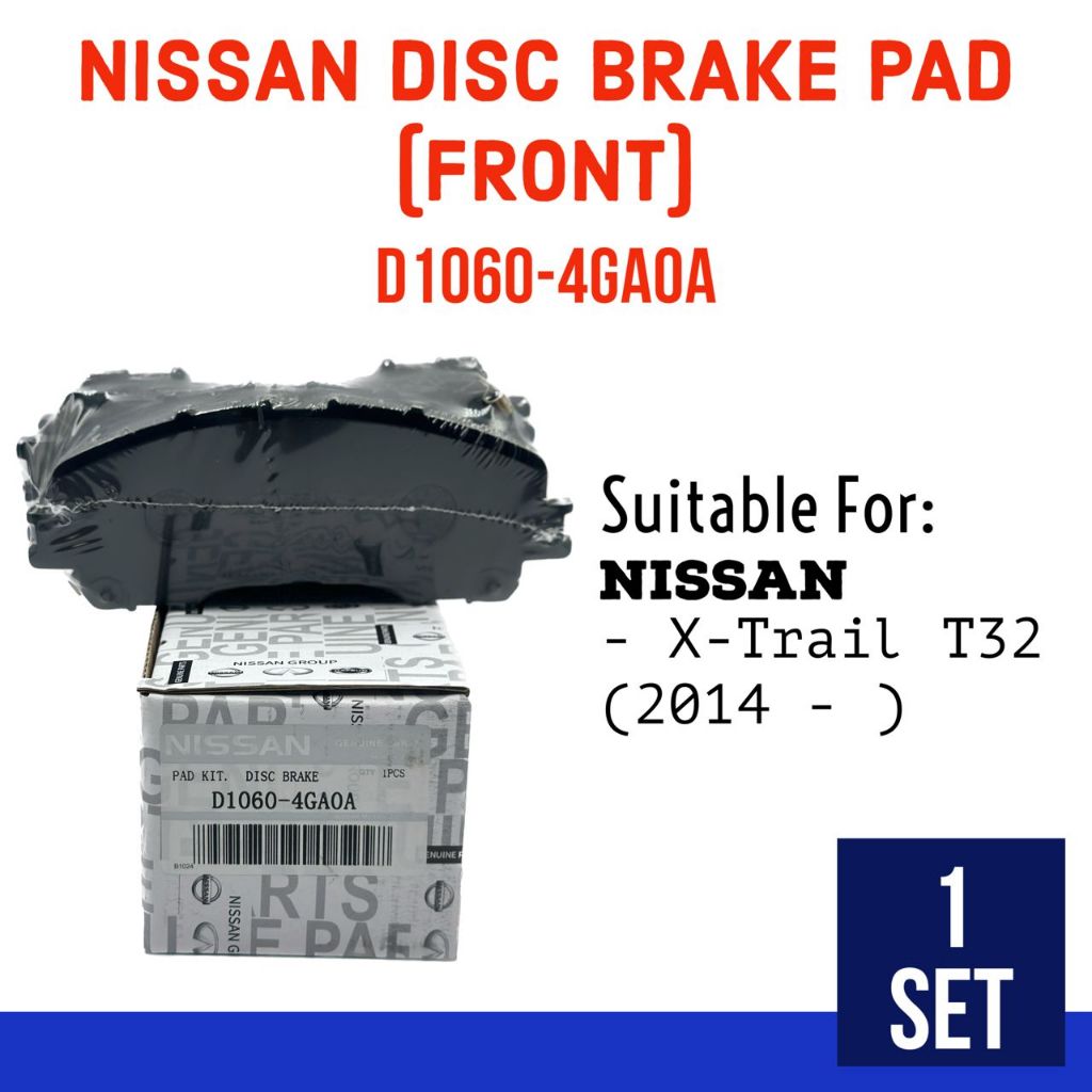 【100% ORIGINAL】NISSAN BREK PAD DEPAN (D1060-4GA0A) - NISSAN X-TRAIL T32 ...