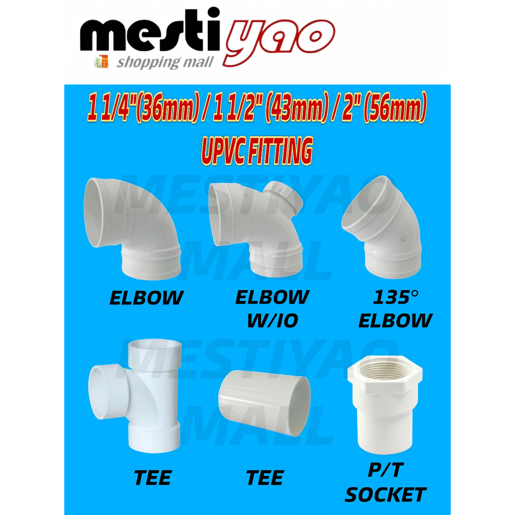 (36mm-11/4", 43mm-11/2", 56mm-2") UPVC FITTING /ELBOW/ BEND W/IO/SOCKET ...