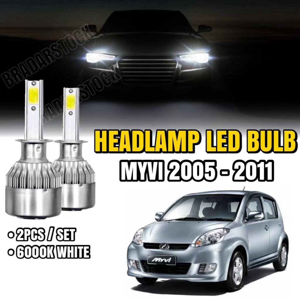 Perodua Myvi (2005-2011) LED Headlamp Light Bulb HID 6000K White High ...