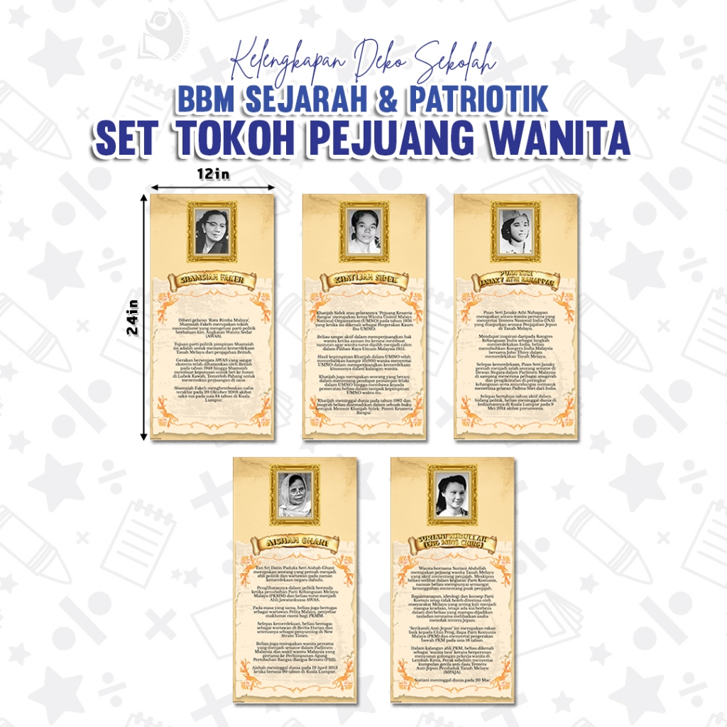 1 DAY SHIP SET POSTER PEJUANG TANAH MELAYU (WANITA) 5in1 / PEJUANG ...