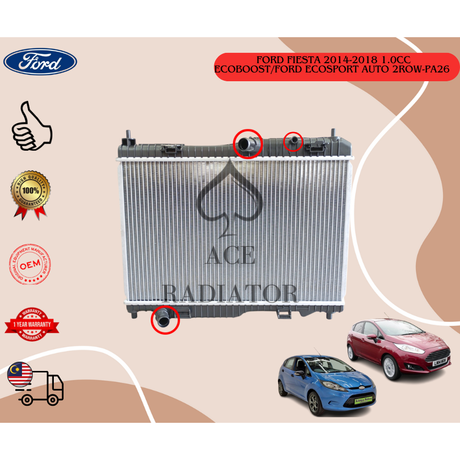 FORD FIESTA 2014-2018 1.0cc ECOBOOST/FORD ECOSPORT OEM RADIATOR ASSY ...