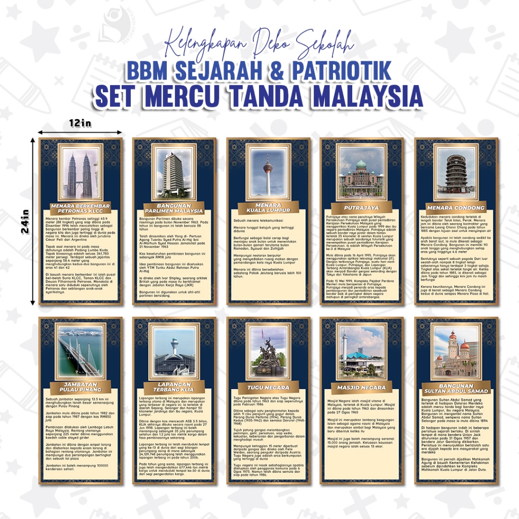 1 DAY SHIP (10PCS) SET POSTER MERCU TANDA MALAYSIA - TEBAL / MERDEKA / SEMANGAT PATRIOTIK ...