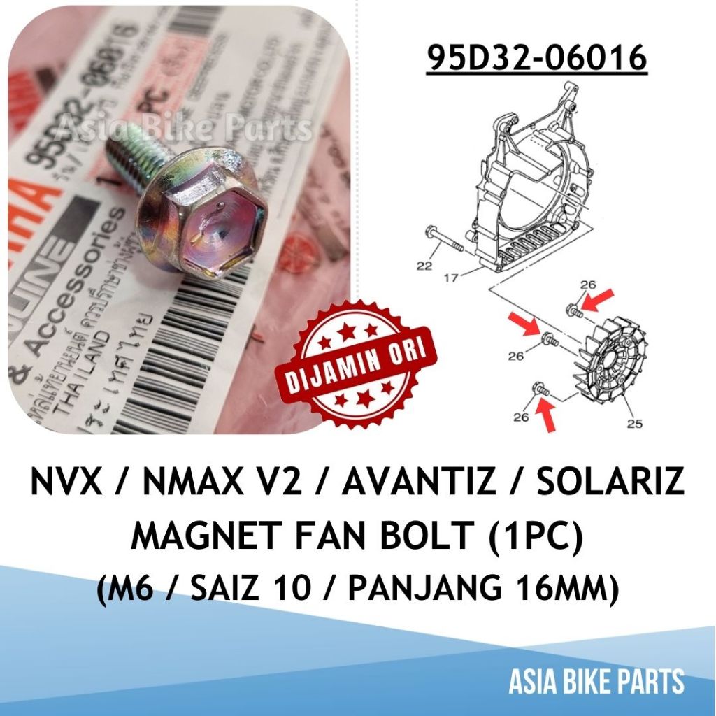 Yamaha Original NVX V1 V2 / NMAX V2 / Avantiz / Solariz Magnet Fan Bolt ...
